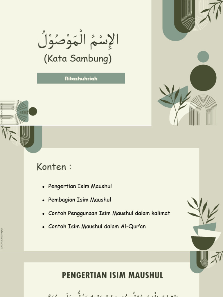 Pengertian dan Contoh Isim Maushul | PDF