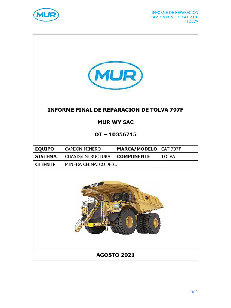 Reparación Tolva CAT 797F | PDF | Soldadura | Construcción