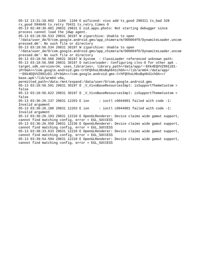 Android Debugging and Error Logs | PDF | Computers | Technology ...