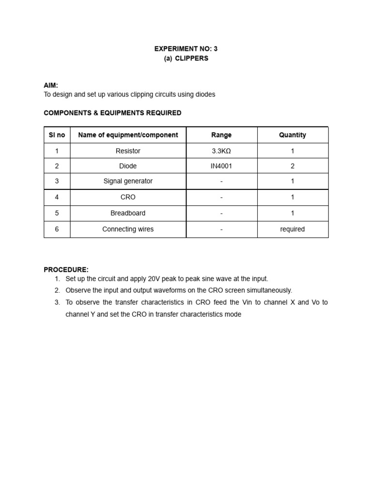 Exp 3 (A) Clipper | PDF | Science & Mathematics | Technology & Engineering