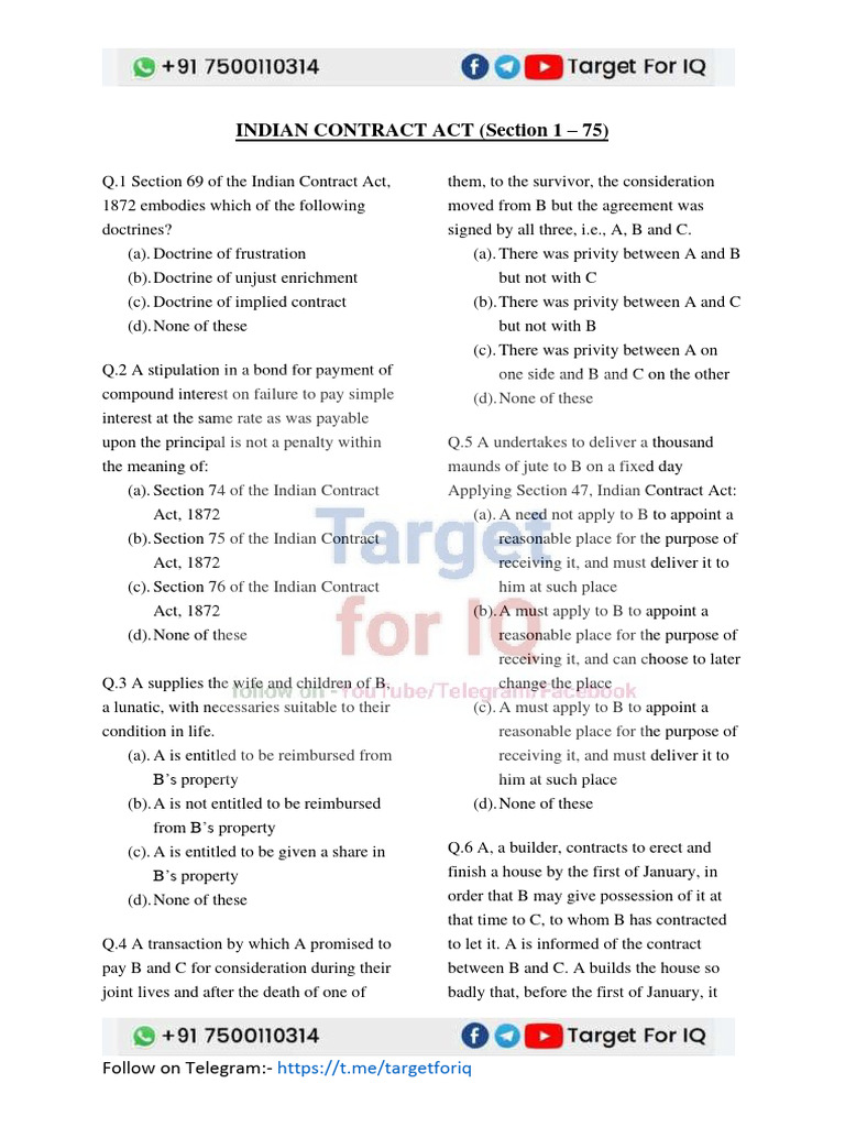 ICA 1 - Test | PDF | Damages | Breach Of Contract