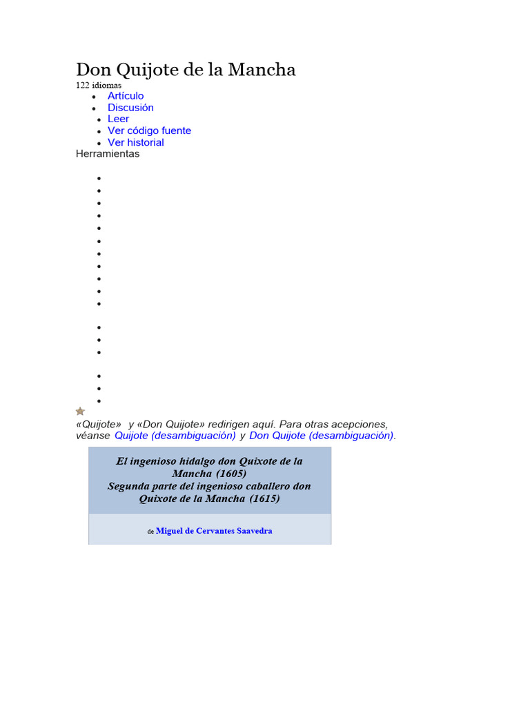 Don Quijote: Novela Clásica de Cervantes | PDF | Don Quijote | Miguel ...