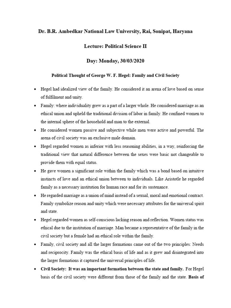 Polity Notes | PDF | Georg Wilhelm Friedrich Hegel | Dialectic