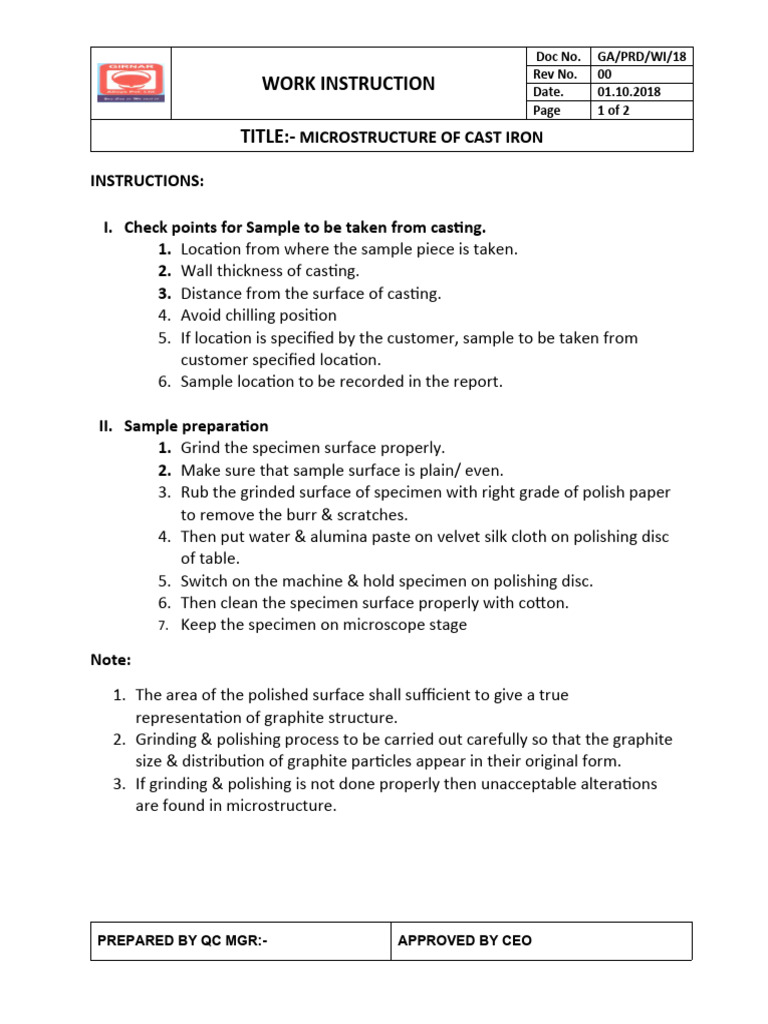Cast Iron Microstructure Analysis Guide | PDF | Microstructure | Materials