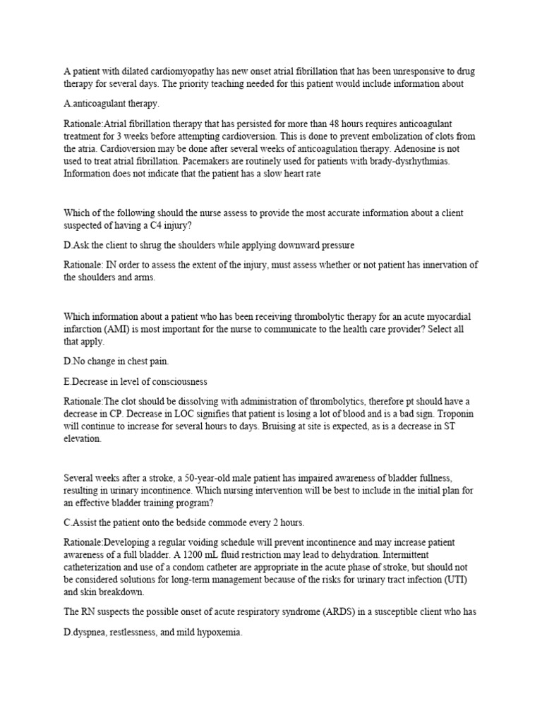 NP4 Probable Test Questions | PDF | Myocardial Infarction | Heart