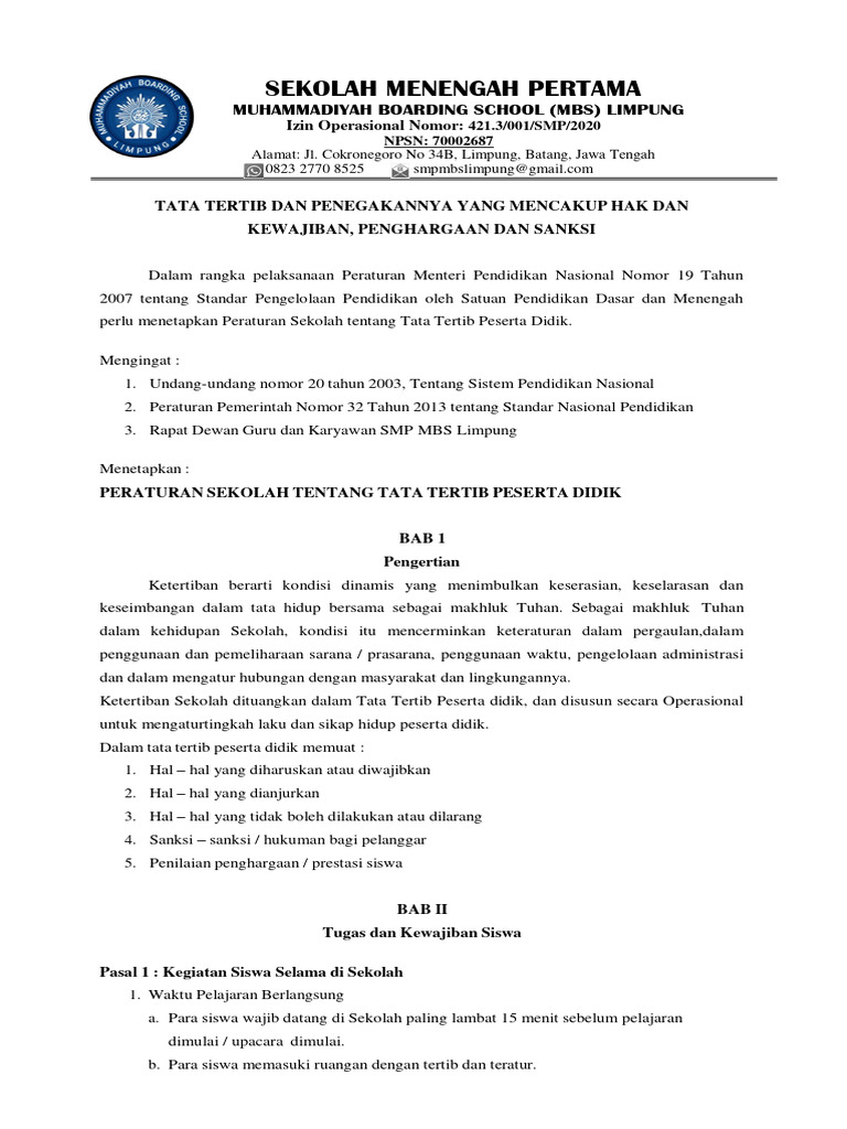 01, Mutu Lulusan, Tata Tertib Dan Poin, Widiyanti | PDF