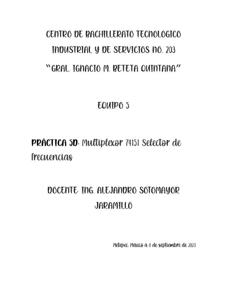 PRÁCTICA 5D-Multiplexor 74151 Selector de Frecuencias | PDF