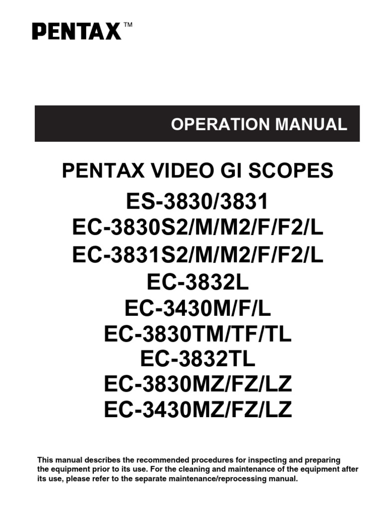 ES-3830/3831 EC-3831S2/M/M2/F/F2/L EC-3830S2/M/M2/F/F2/L: Pentax Video ...