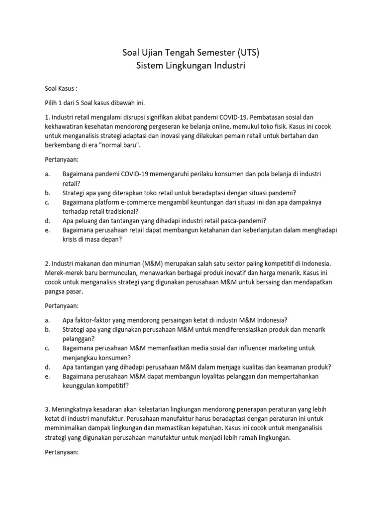 Soal Sistem Lingkungan Industri | PDF