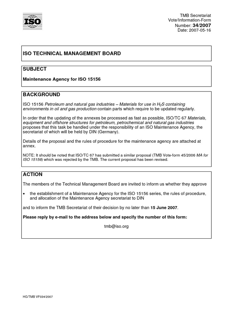 ISO-TC 67_15. Introduction to the ISO 15156 Maintenance Agency | PDF ...