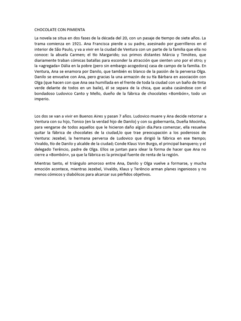 Novela "Chocolate con Pimienta" | PDF