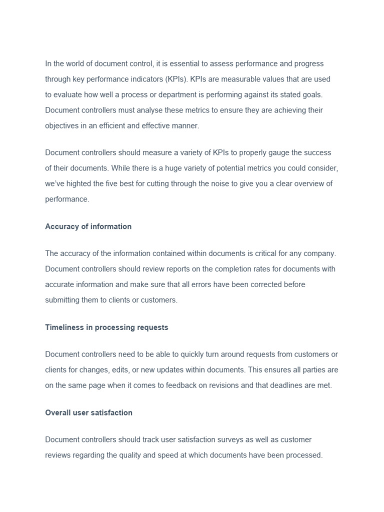 In The World of Document Control | PDF | Performance Indicator | Business