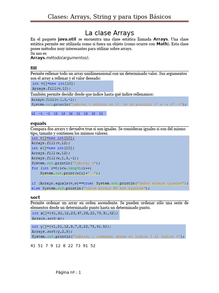 Las Clases Arrays y String | PDF | Cadena (informática) | Ingeniería de software