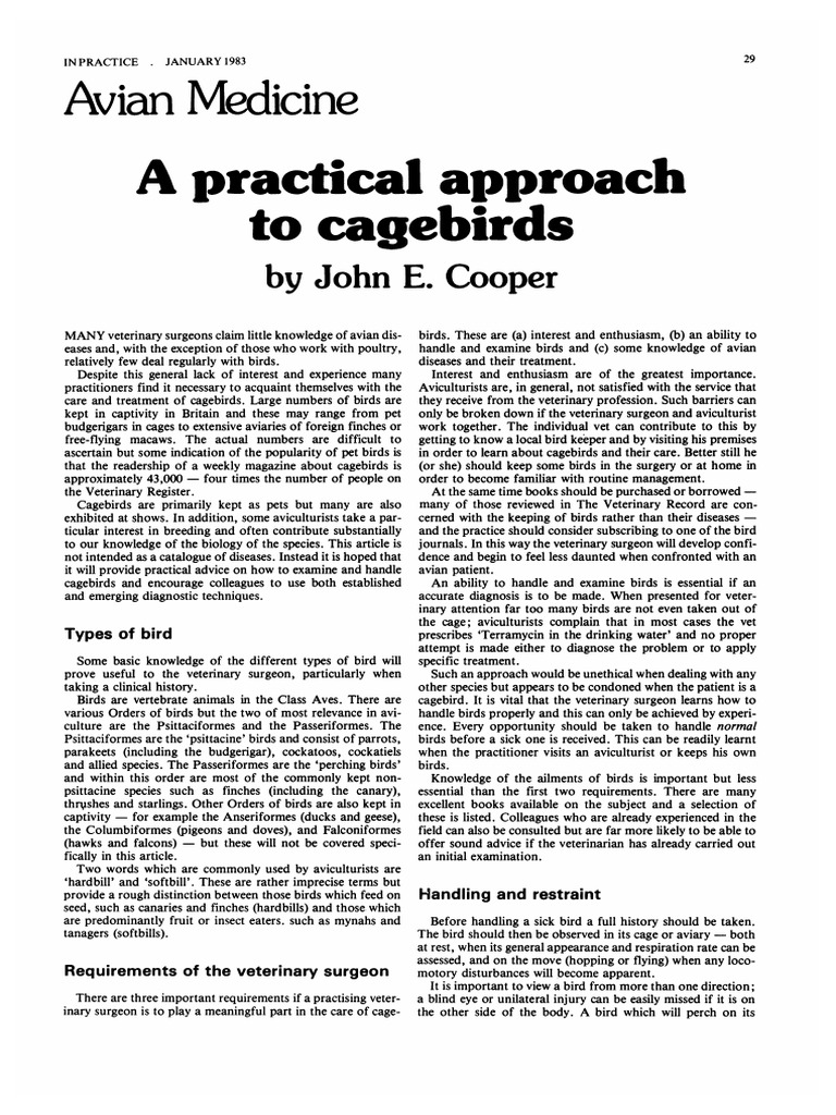 A Practical Approach to Cagebirds | PDF | Anesthesia | Parrot A Practical Approach to Cagebirds | PDF | Anesthesia | Parrot
