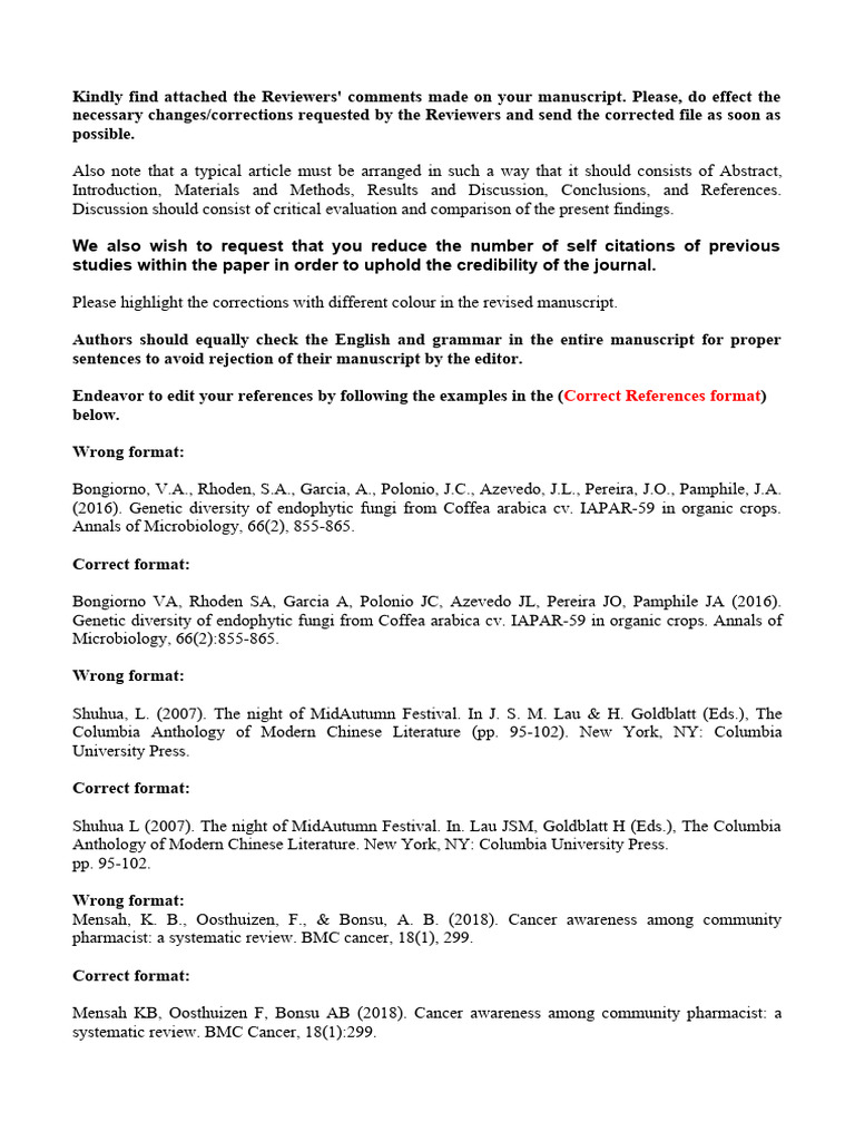 Manuscript Revision Guidelines and Corrections | PDF | Foreign Language ...