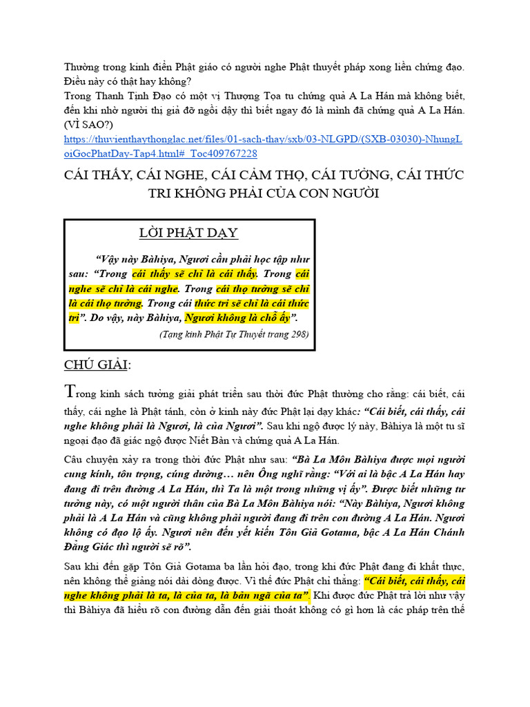QUẢ A LA HÁN - CÁI THẤY, CÁI NGHE, CÁI CẢM THỌ, CÁI TƯỞNG, CÁI THỨC TRI KHÔNG PHẢI CỦA CON NGƯỜI ...