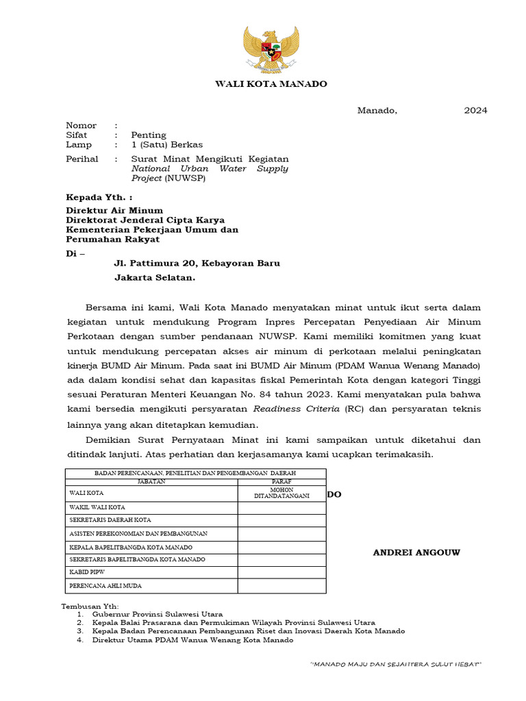 Minat Manado Ikut NUWSP | PDF