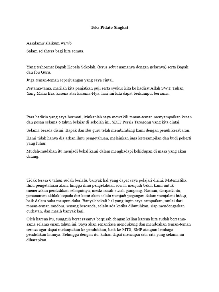 Teks Pidato Singkat | PDF