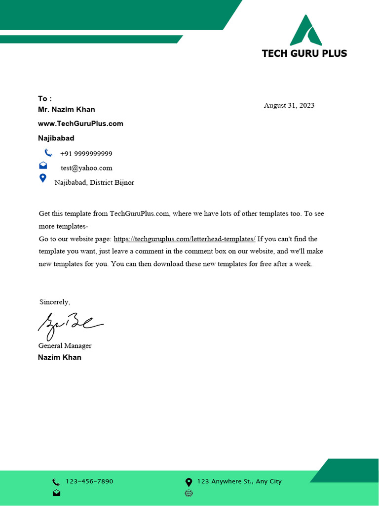 Simple Letterhead Template Word | PDF