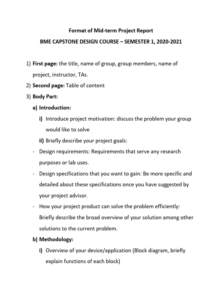 BME Capstone Mid-term Report Guide | PDF