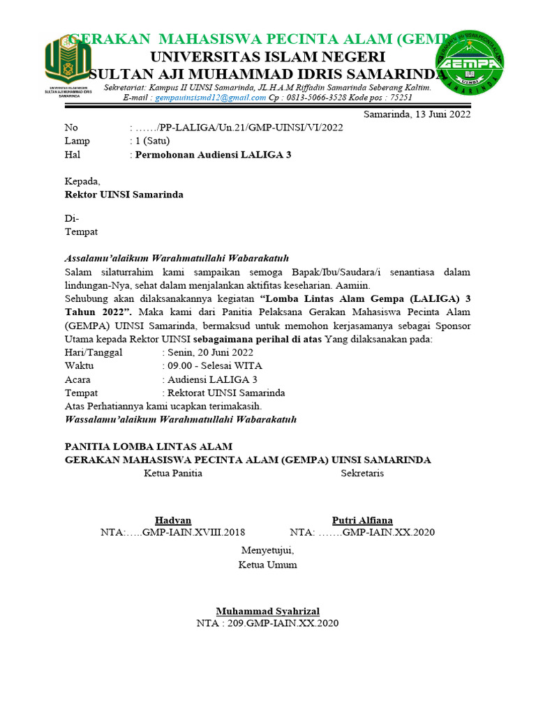 Surat Audiensi Rektor | PDF
