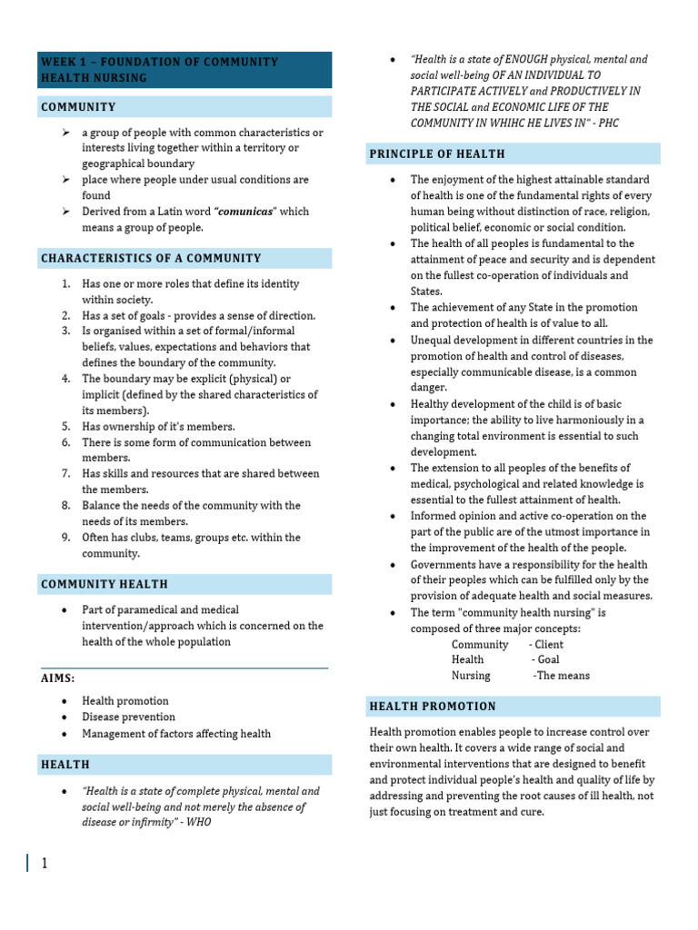 CHN Notes | PDF | Nursing | Health Promotion