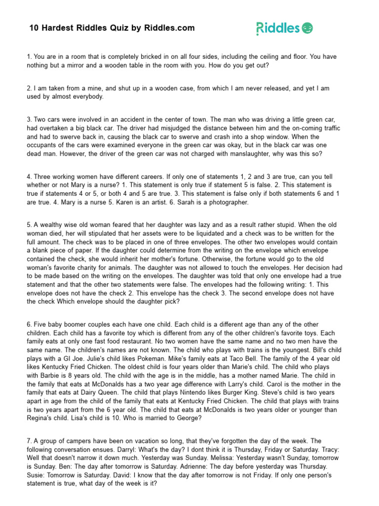 10-hardest-riddles | PDF