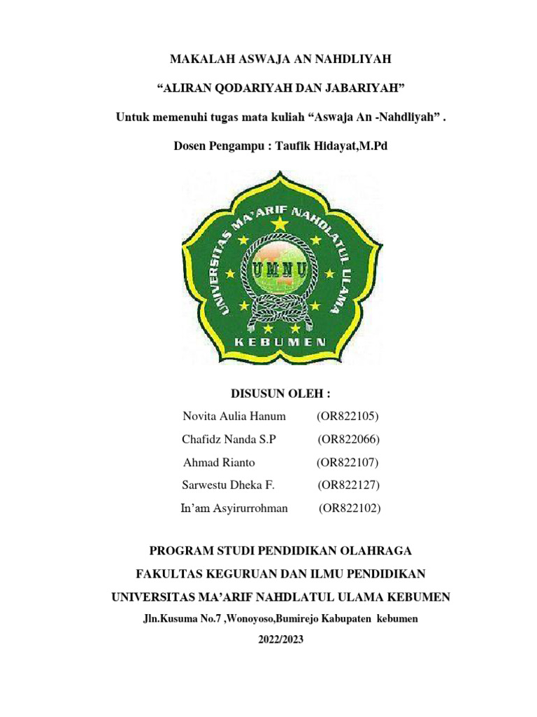 Aliran Qadariyah Dan Jabariyah-2 | PDF | Agama & Spiritualitas