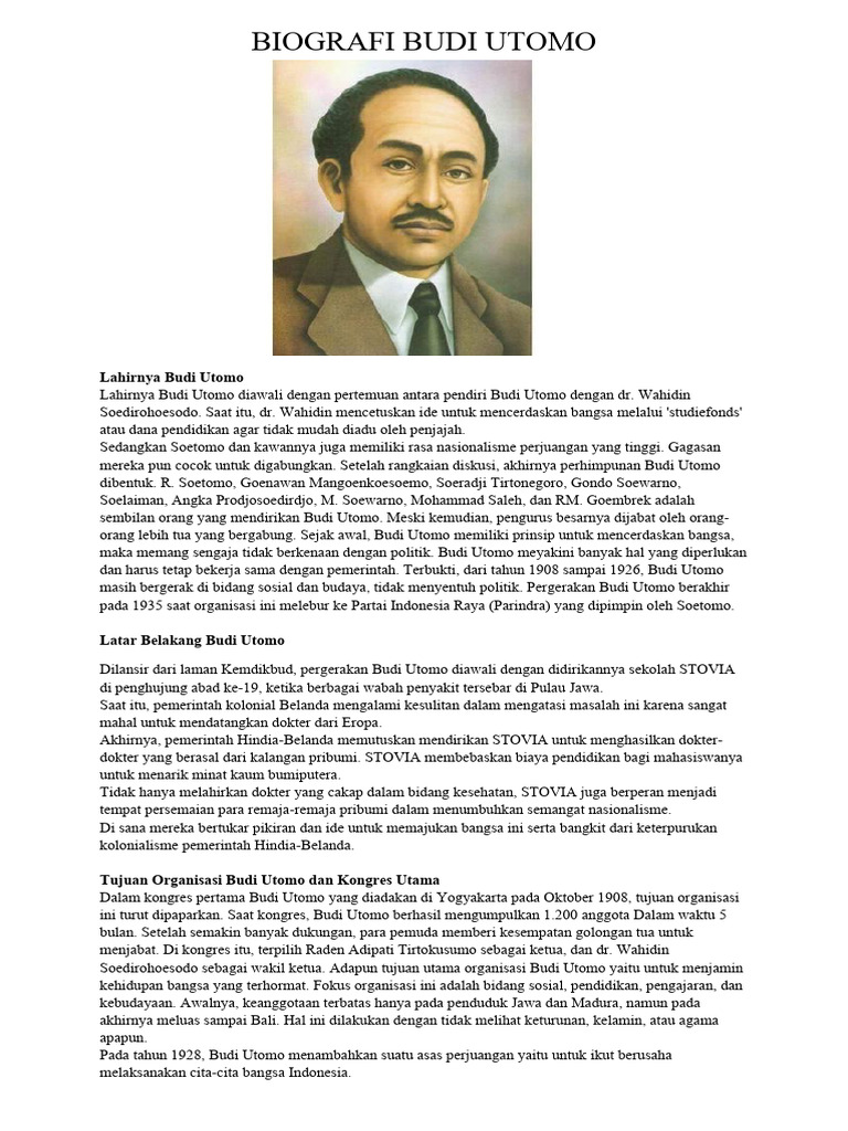 Sejarah dan Tujuan Budi Utomo | PDF