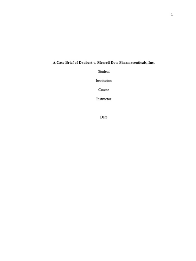 Daubert Case | PDF | Daubert V. Merrell Dow Pharmaceuticals | Daubert ...