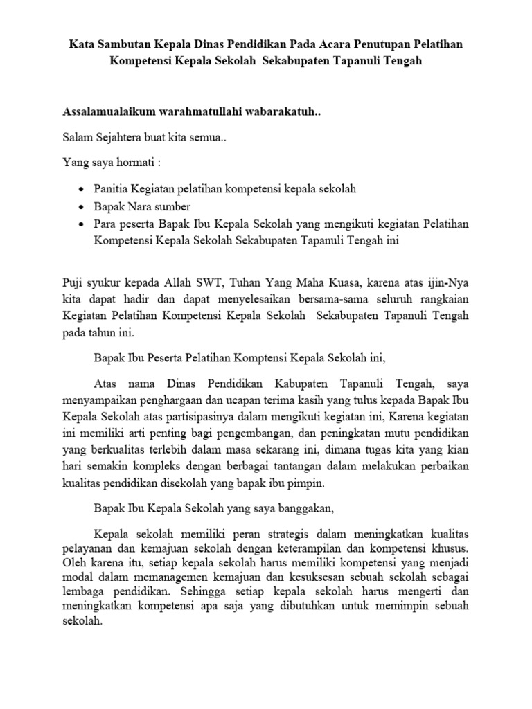 Kata Sambutan Penutupan | PDF | Karier & Perkembangan