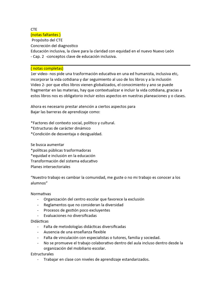 CTE | PDF | Inclusión (Educación) | Salón de clases