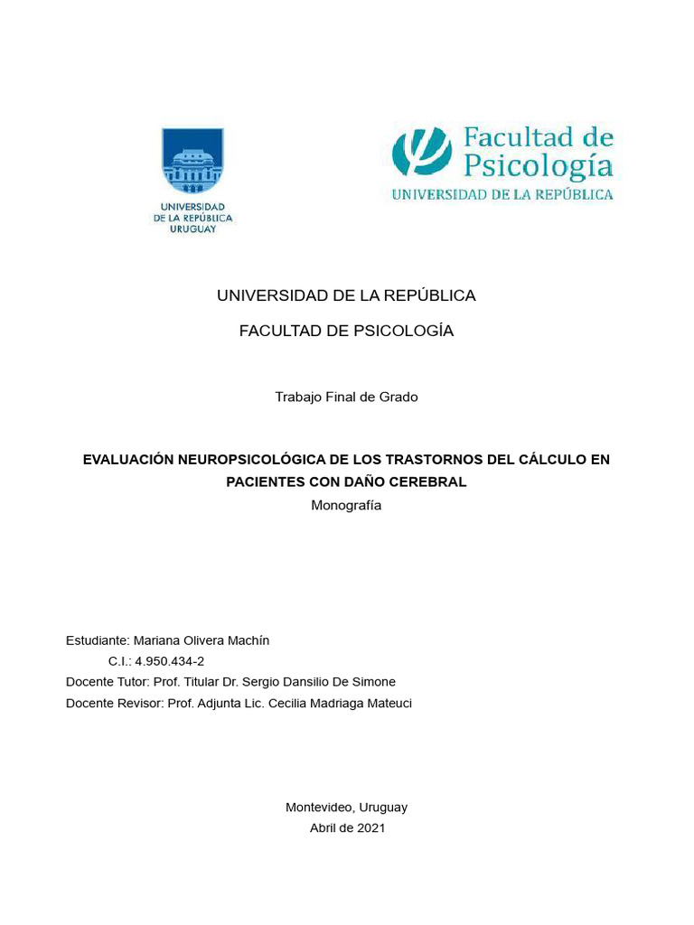 Acalculia TFG | PDF | Afasia | Demencia