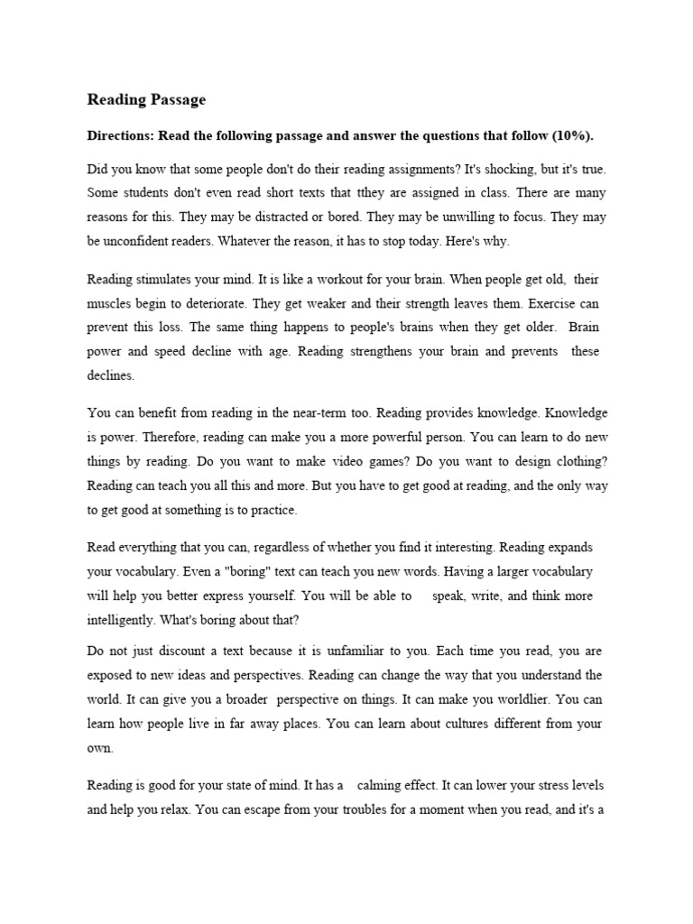 Reading Passage | PDF | Mind | Knowledge