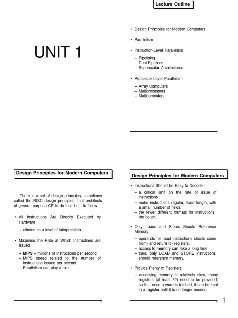 unit 1 (1) | PDF | Central Processing Unit | Parallel Computing