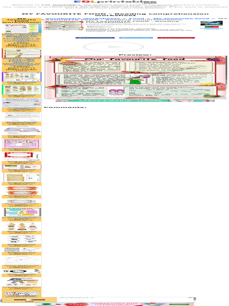 MY FAVOURITE FOOD - Reading Comprehension - ESL Worksheet by Spyworld ... MY FAVOURITE FOOD - Reading Comprehension - ESL Worksheet by Spyworld ...