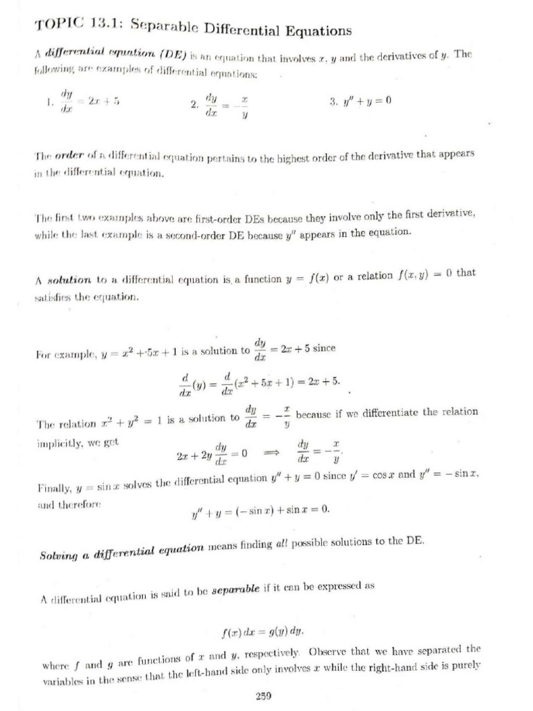 Separable Differenciatial Equation | PDF