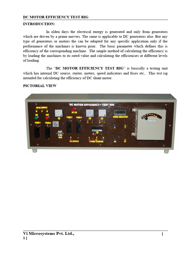 DC Motor Efficiency Test Rig - New | PDF | Electric Motor | Electric ...