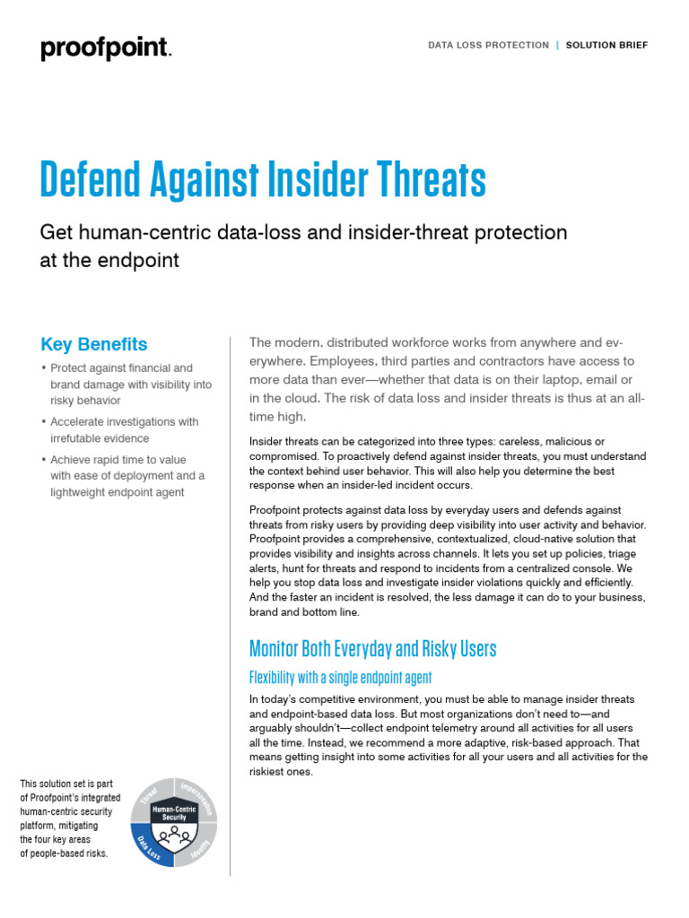 PFPT Us SB Defend Against Insider Threats | PDF | Security | Computer Security