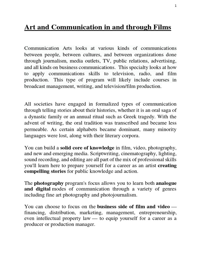 Art and Communication in Film Production | PDF | Visual Perception | Image