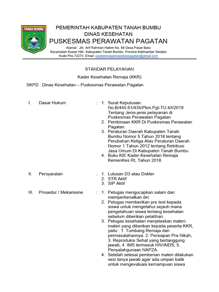 Standar Pelayanan KKR | PDF