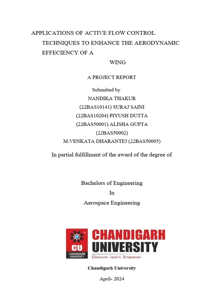 Active Flow Control for Wing Efficiency | PDF | Fluid Dynamics ...