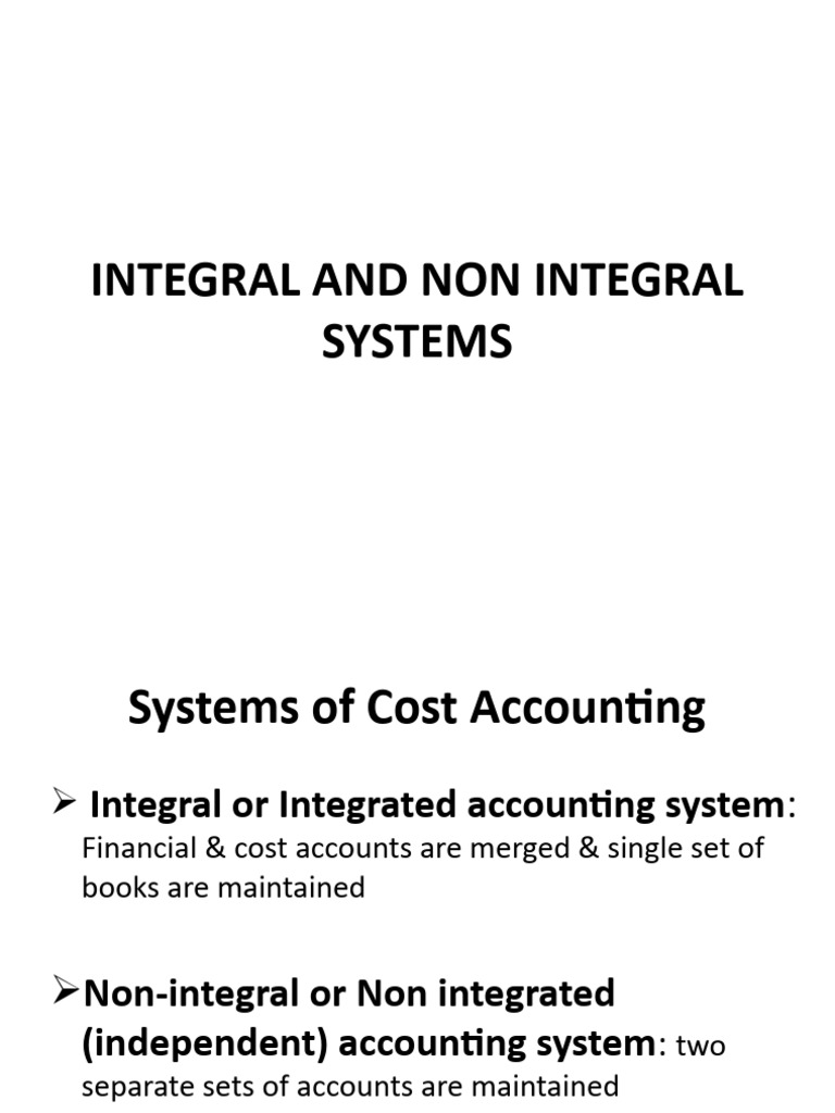 Integral Non Integral Accounts | PDF | Bookkeeping | Financial Economics