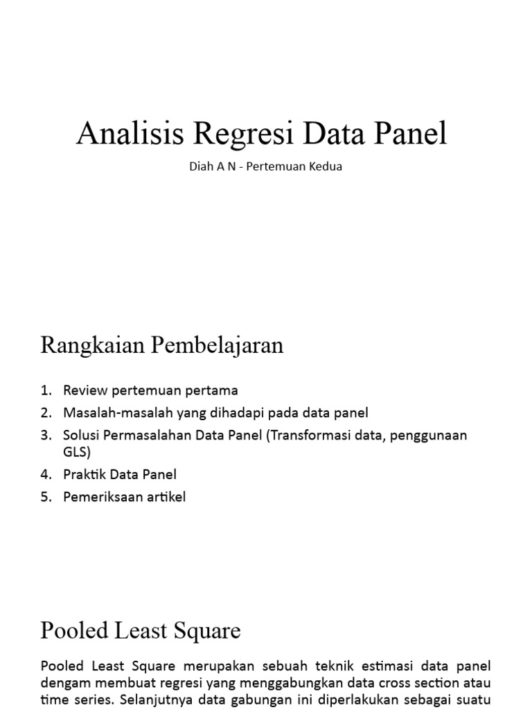 Analisis Regresi Data Panel Pertemuan 2 | PDF
