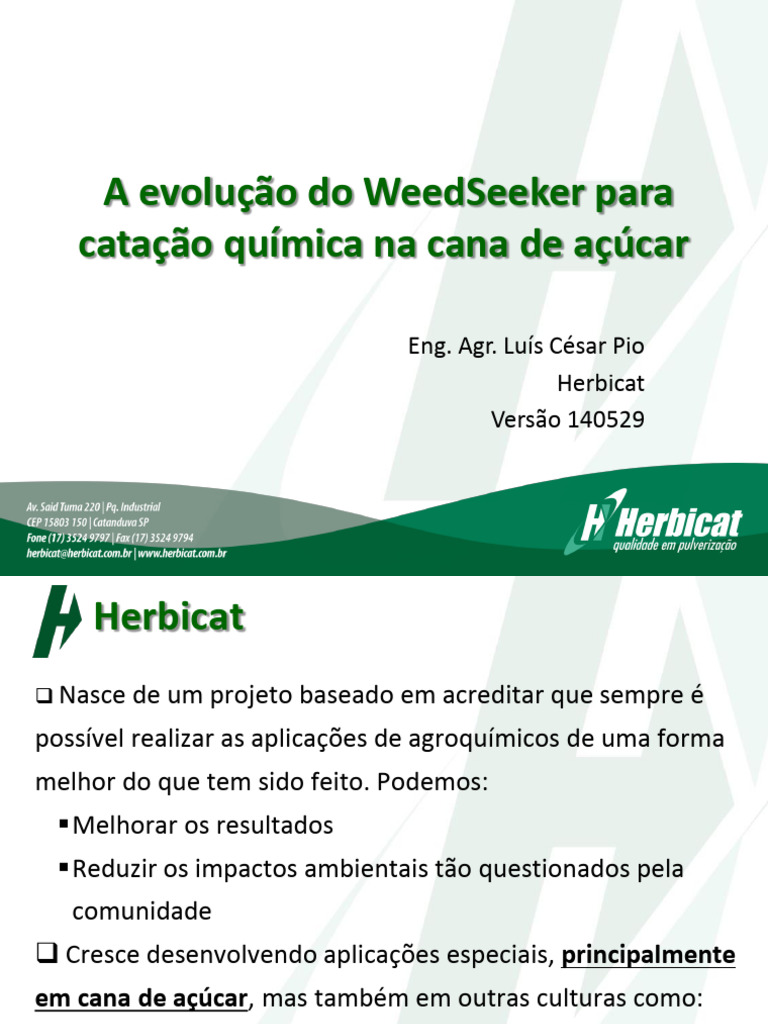 Evolução do WeedSeeker na Cana de Açúcar | PDF | Fabricante do ...