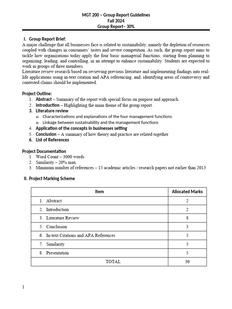 Group Report Guidelines Fall 2024 | PDF | Abstract (Summary) | Concept