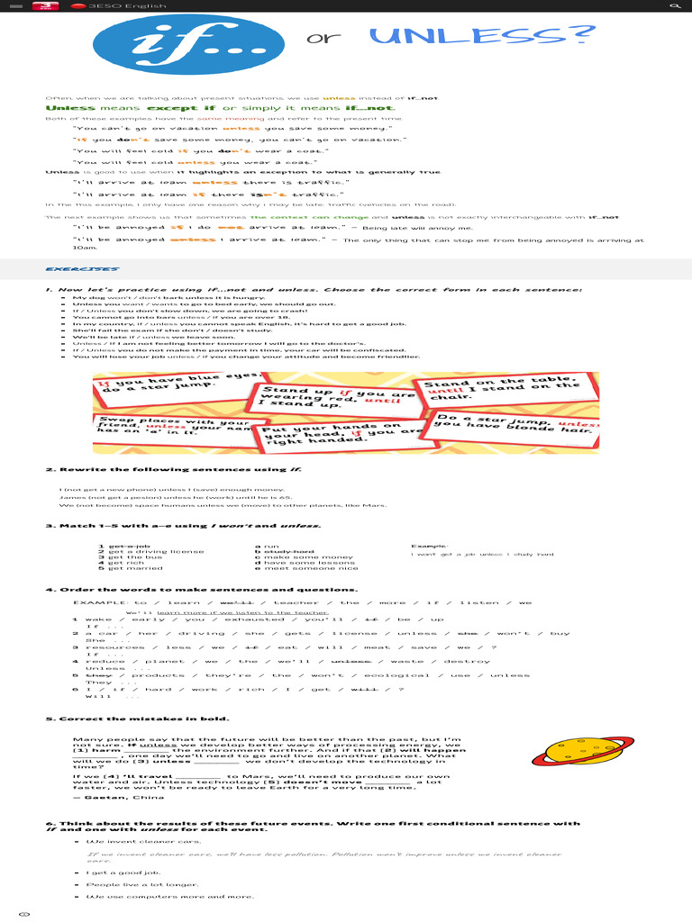 Understanding "Unless" vs. "If...Not" | PDF | Car