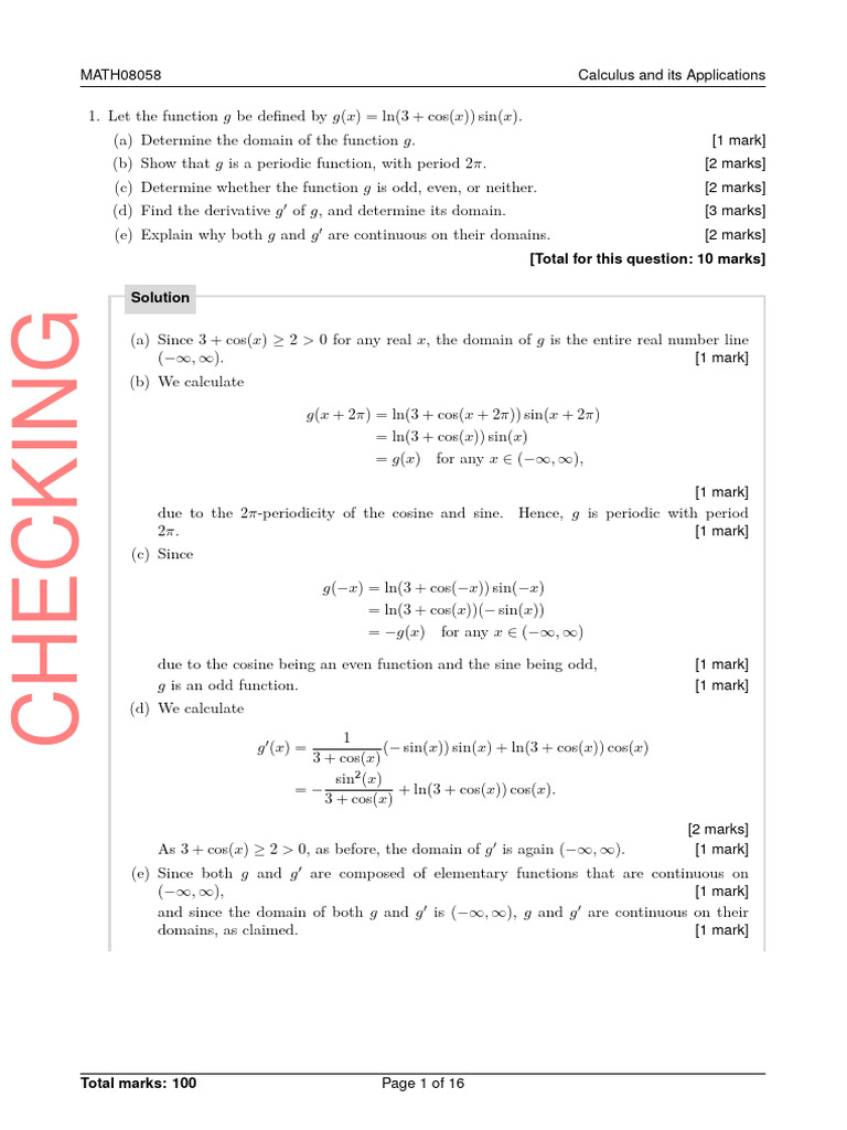 Calculus Problem Solutions | PDF | Function (Mathematics ...