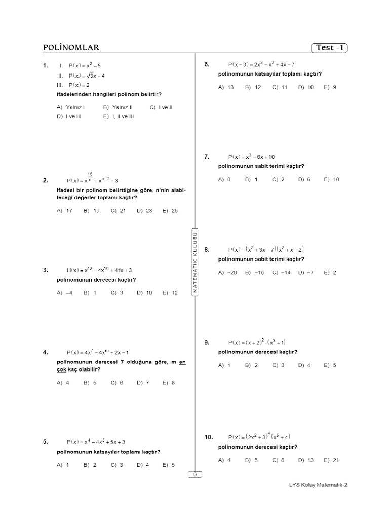 POLİNOMLAR | PDF