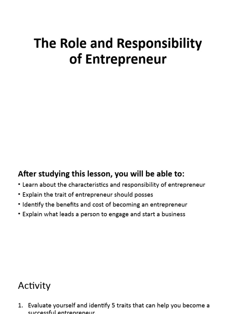 Ent 101 Lesson 2 | PDF | Entrepreneurship | Social Psychology